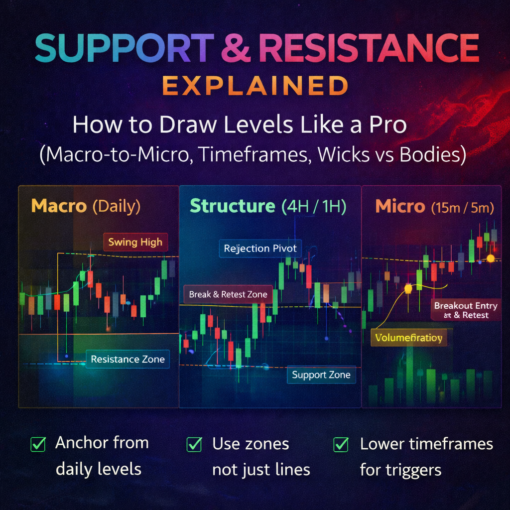 Support and Resistance Explained: How to Draw Levels Like a Pro (Timef ...